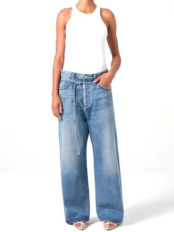 AGOLDE Emmi Belted Wide-leg Jeans - No