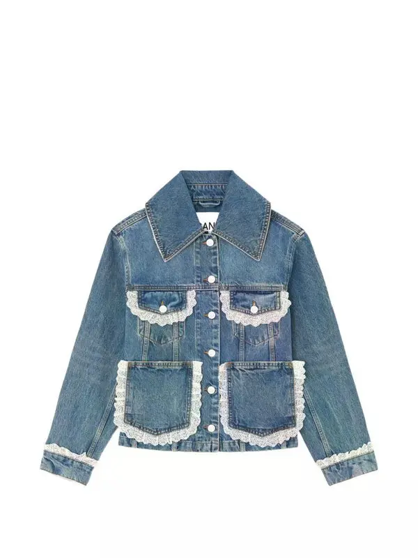 GANNI Lace-trimmed Denim Jacket