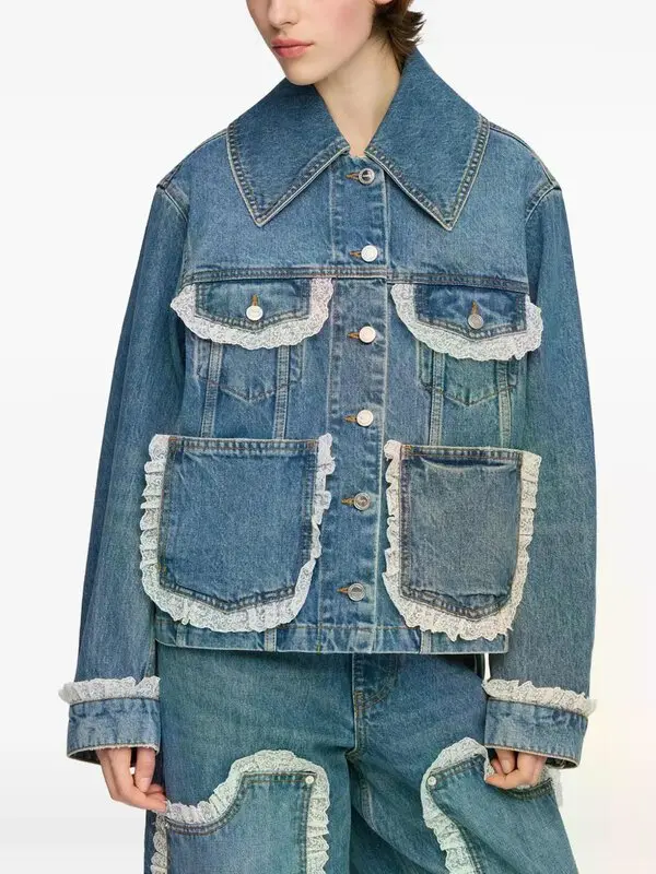 GANNI Lace-trimmed Denim Jacket