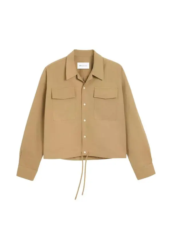 AMI Paris Cotton And Linen Long Sleeves Shirt - Neutrals