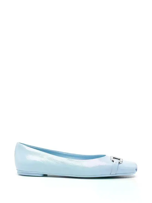 FERRAGAMO Gancini Patent Leather Ballet Flats - Blue