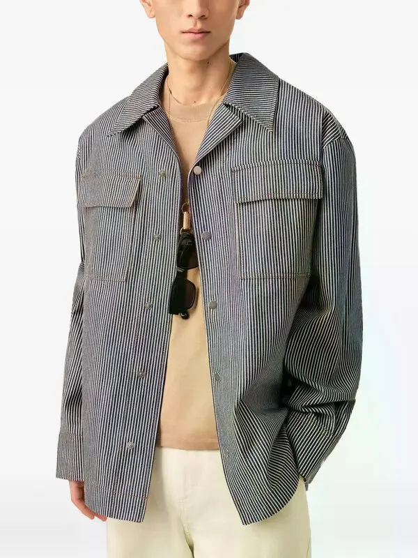 AMI Paris Cotton Long Sleeve Camp Collar Overshirt