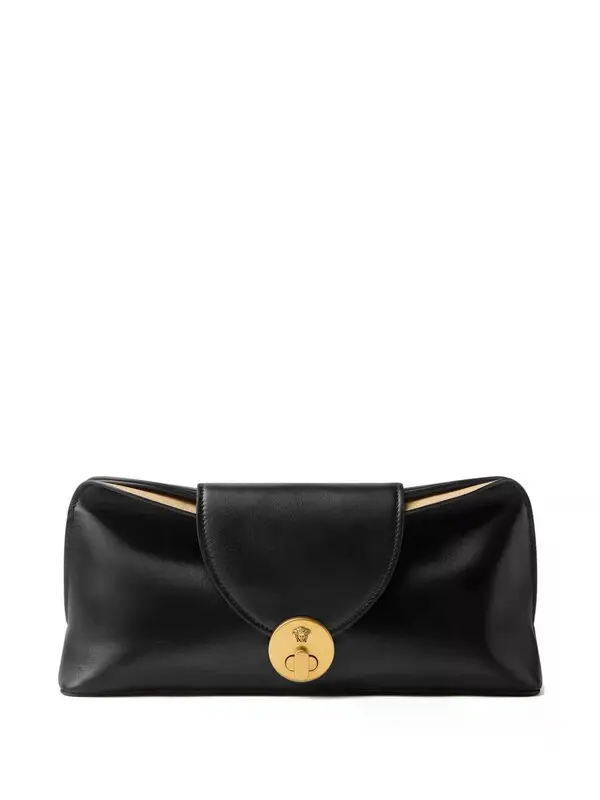 Versace Medusa Head Leather Clutch Bag - Black