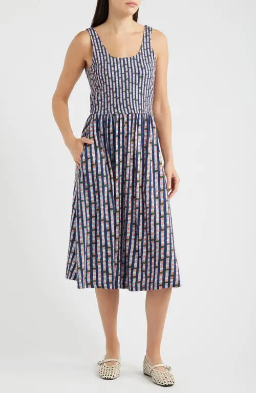 NIC+ZOE Dani Reef Stripe Fit & Flare Dress - Indigo Multi
