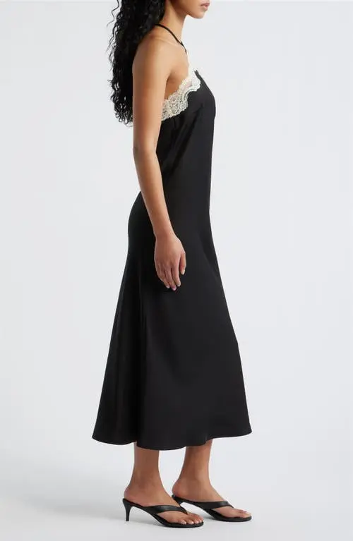 LUCY PARIS Celia Lace Trim Halter Midi Dress