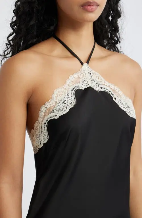 LUCY PARIS Celia Lace Trim Halter Midi Dress