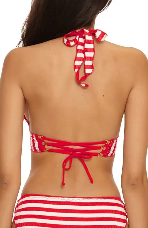 BECCA By Rebecca Virtue Sail Away Stripe Halter Bikini Top