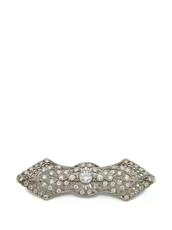 JEWELS AFICIONADO 14k White Gold Diamond Brooch - Silver