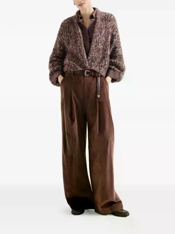 Brunello Cucinelli Stretch Cotton And Cashmere Corduroy Baggy Trousers With Monili