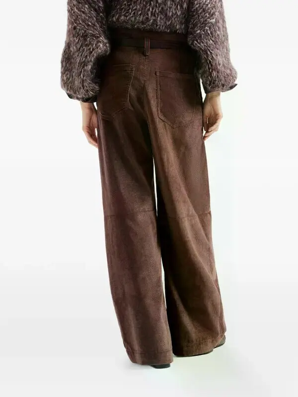Brunello Cucinelli Stretch Cotton And Cashmere Corduroy Baggy Trousers With Monili