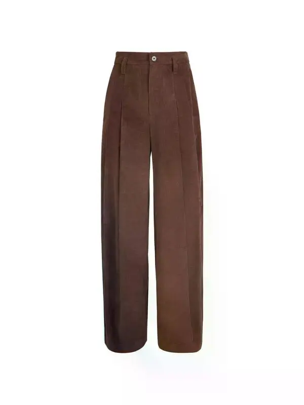 Brunello Cucinelli Stretch Cotton And Cashmere Corduroy Baggy Trousers With Monili - Brown