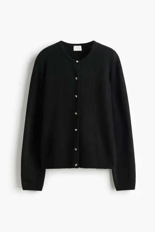 H&m Fine-knit Cardigan With Metal Buttons