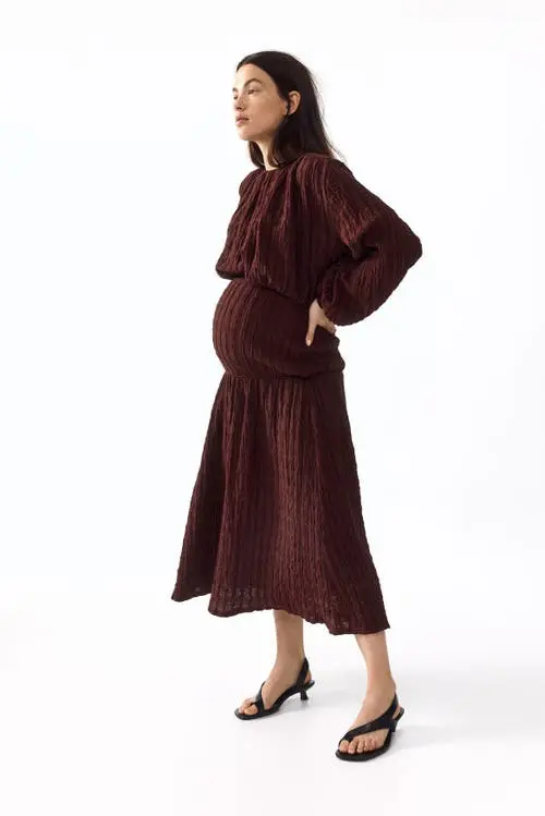 H&m Mama Textured Jersey Midi Skirt