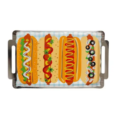 JOLLITY & CO 4th Of July Patriotic Hot Dog Platter Shaped Plates - Assorted Pre-pack