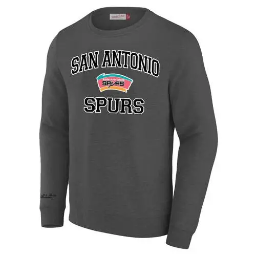 Mitchell & Ness San Antonio Spurs Hardwood Classics Sweatshirt - Heather Gray