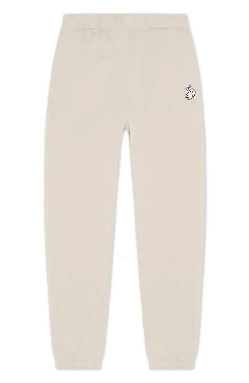 DALIX Heartly Ghost Midweight Relaxed Fleece Track Pants - Bone