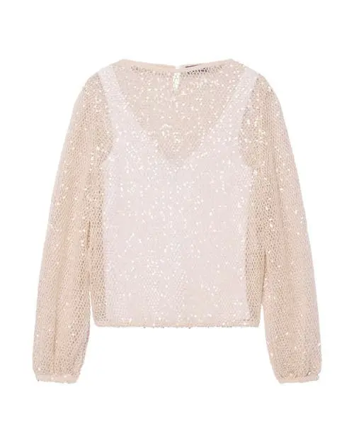Mint Velvet Sequin Layered Balloon Top