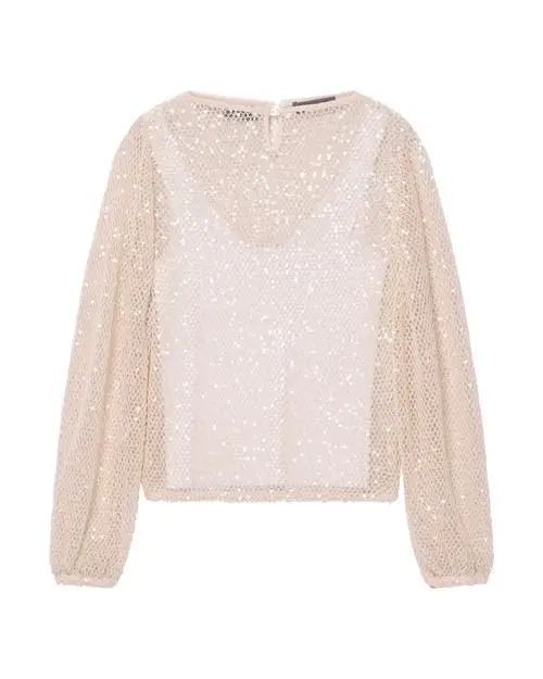 Mint Velvet Sequin Layered Balloon Top