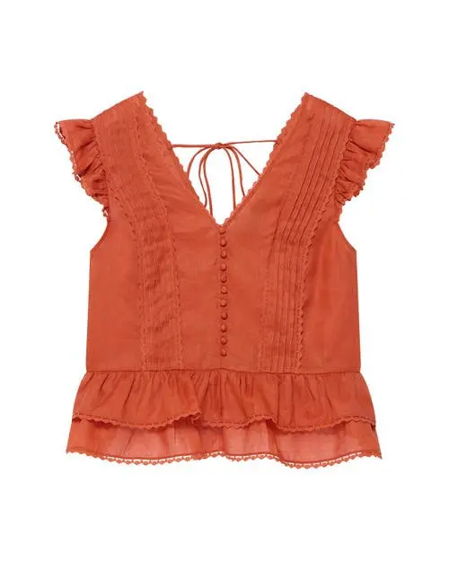 Mint Velvet Ramie Ruffle Peplum Blouse