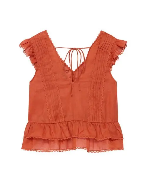 Mint Velvet Ramie Ruffle Peplum Blouse