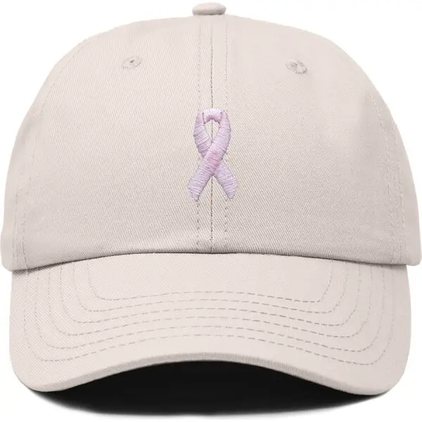 DALIX Pink Ribbon Baseball Cap - Beige
