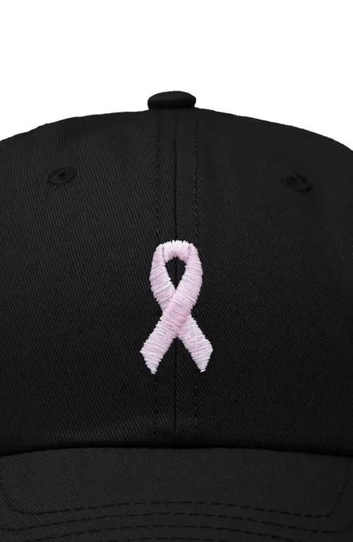 DALIX Pink Ribbon Dad Cap - Black