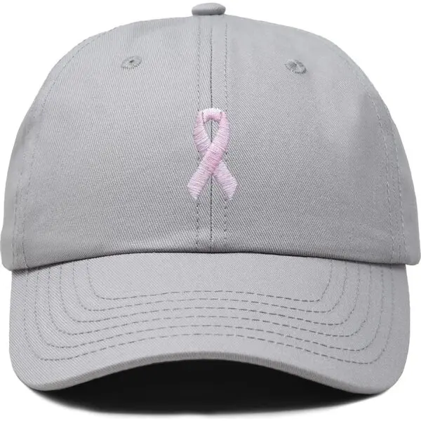 DALIX Pink Ribbon Baseball Cap - Gray