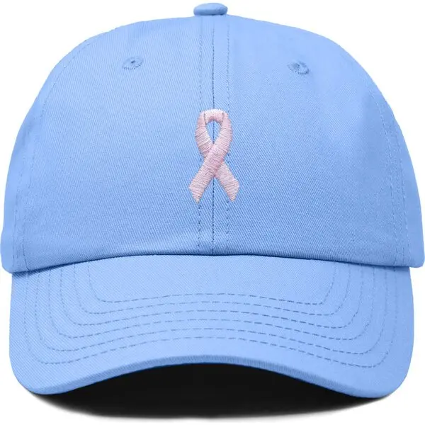 DALIX Pink Ribbon Baseball Cap - Light Blue