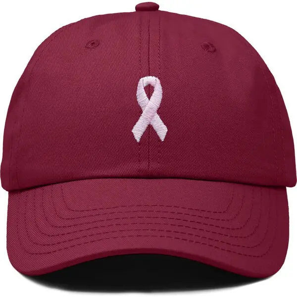 DALIX Pink Ribbon Baseball Cap - Maroon