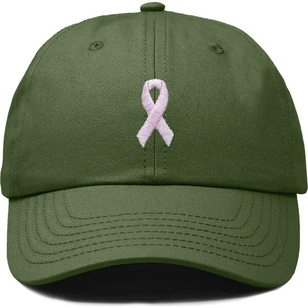 DALIX Pink Ribbon Baseball Cap - Olive