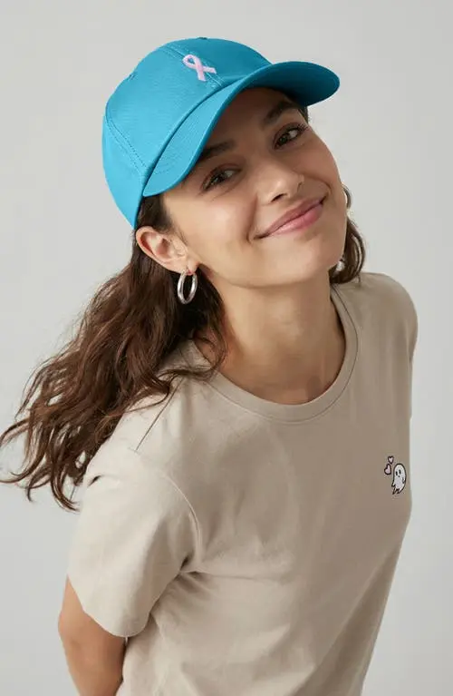 DALIX Pink Ribbon Baseball Cap - Teal