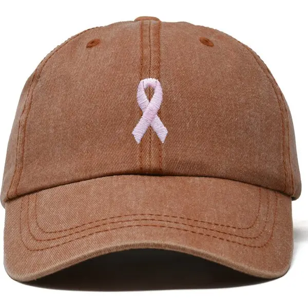 DALIX Pink Ribbon Baseball Cap - Washed Orange