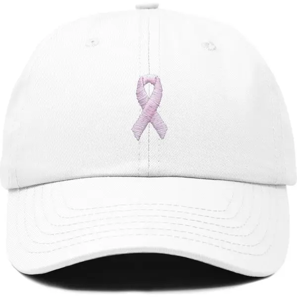 DALIX Pink Ribbon Baseball Cap - White