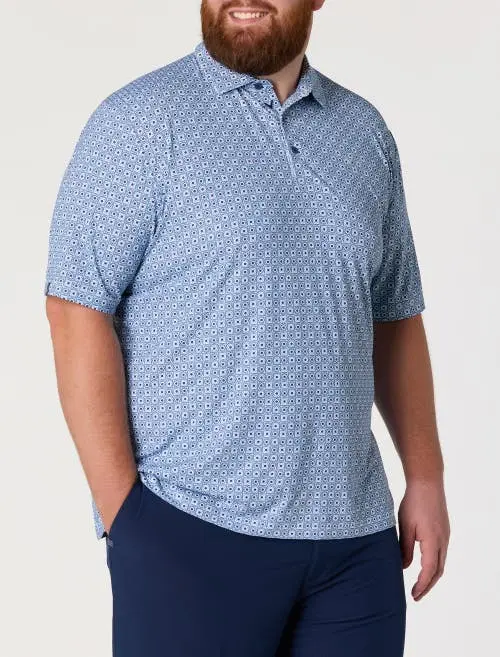CALLAWAY Big & Tall Foulard Print Golf Polo Shirt - Peacoat