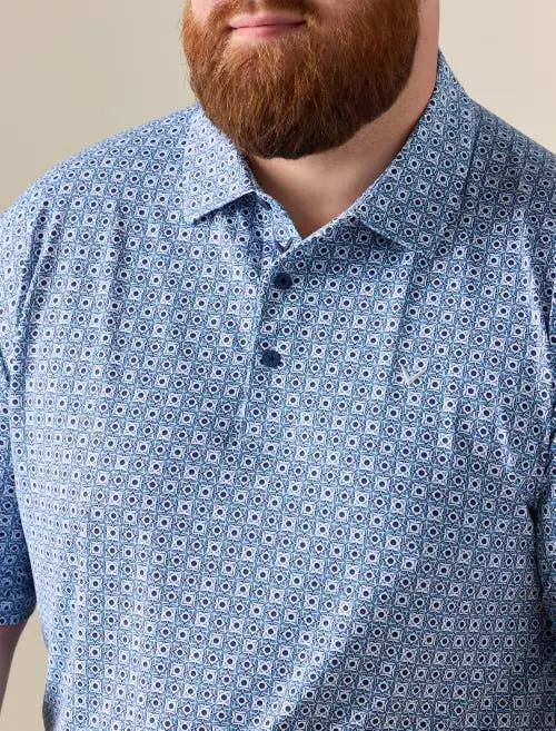 CALLAWAY Big & Tall Foulard Print Golf Polo Shirt - Peacoat