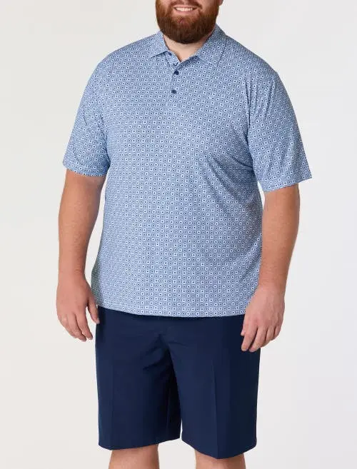 CALLAWAY Big & Tall Foulard Print Golf Polo Shirt - Peacoat