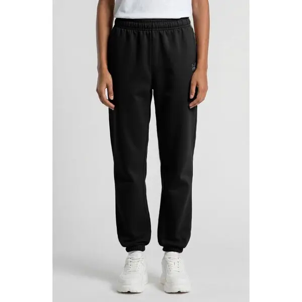DALIX Relaxed Fleece Track Pants With Embroidered Butterfly Detail - Black