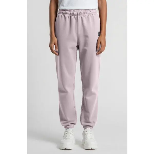 DALIX Relaxed Fleece Track Pants With Embroidered Butterfly Detail - Orchid