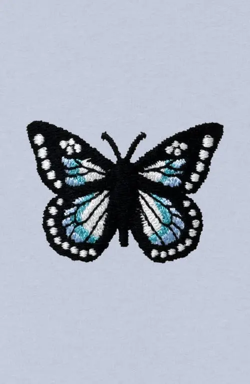 DALIX Relaxed Fleece Track Pants With Embroidered Butterfly Detail - Powder