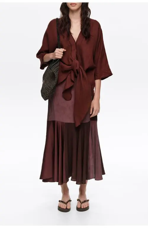 Bimba Y Lola Fluid Patchwork Midi Skirt
