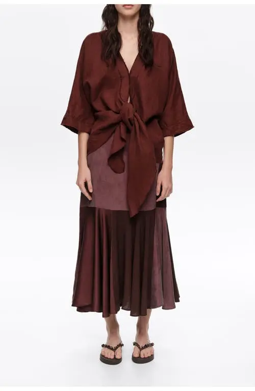 Bimba Y Lola Fluid Patchwork Midi Skirt