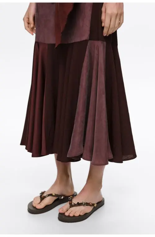 Bimba Y Lola Fluid Patchwork Midi Skirt