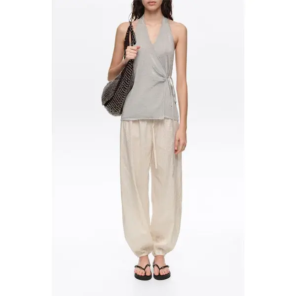 Bimba Y Lola Metallic Wrap Knit Top
