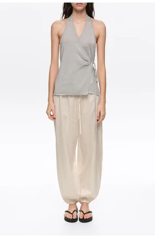 Bimba Y Lola Metallic Wrap Knit Top