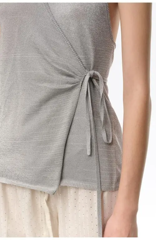 Bimba Y Lola Metallic Wrap Knit Top