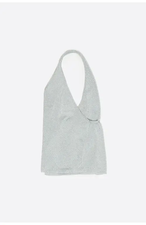 Bimba Y Lola Metallic Wrap Knit Top