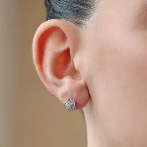 THE LOVERY FINE JEWELRY Diamond Rose Screw Back Stud Earrings