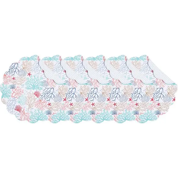 C&F HOME Coral Cove Round Set Of 6 Placemats 17 - Blue