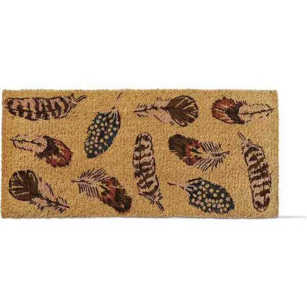 TAG Floating On The Wind Feather Print Coir Door Mat Brown