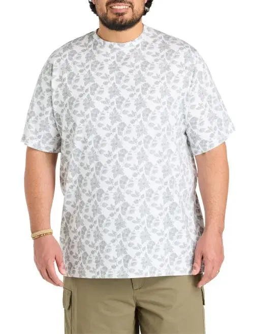 HARBOR BAY BY DXL Big & Tall Moisture-wicking Floral Print T-shirt - Black